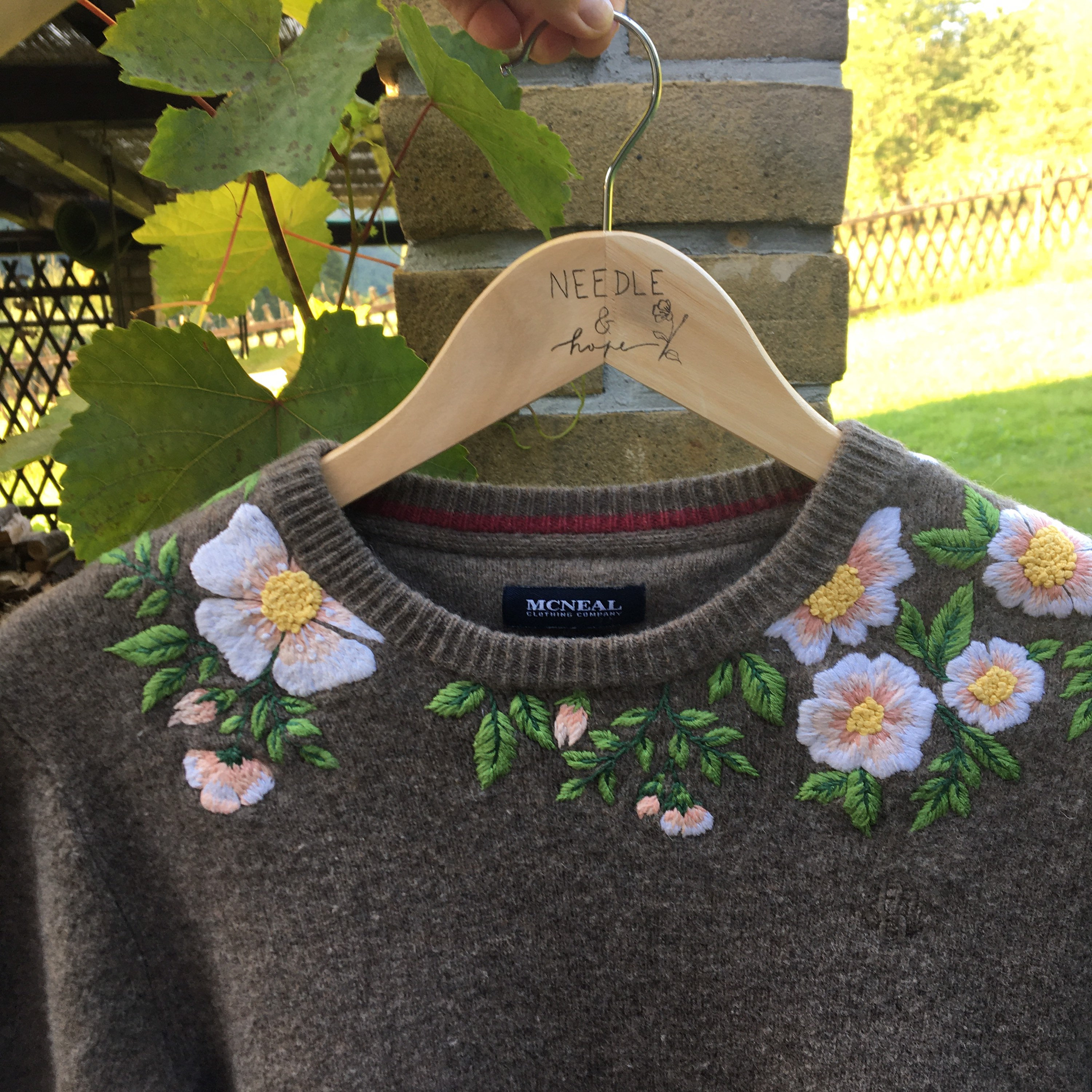 Hand Embroidered Floral Sweater - Etsy