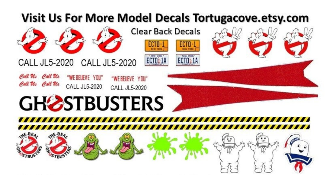 1:24 Scale Model Water-slide Decals Ghostbuster Replacement Decals - Etsy