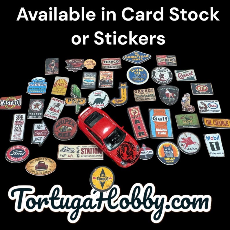 Miniature Vintage Garage Signs: Card Stock or Stickers - Etsy
