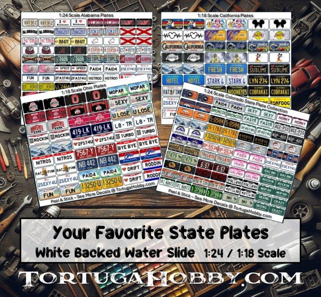 State License Plate 1:24 Scale Decals - Various Scales for Your ...