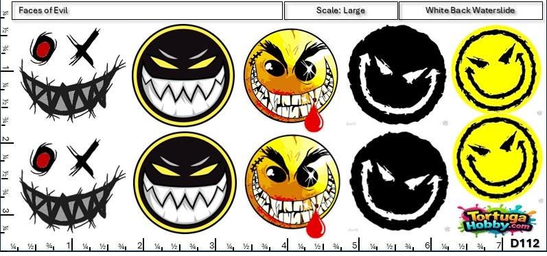 Faces of Evil Decal Set - Waterslide Decals for Models, Derby Cars and ...