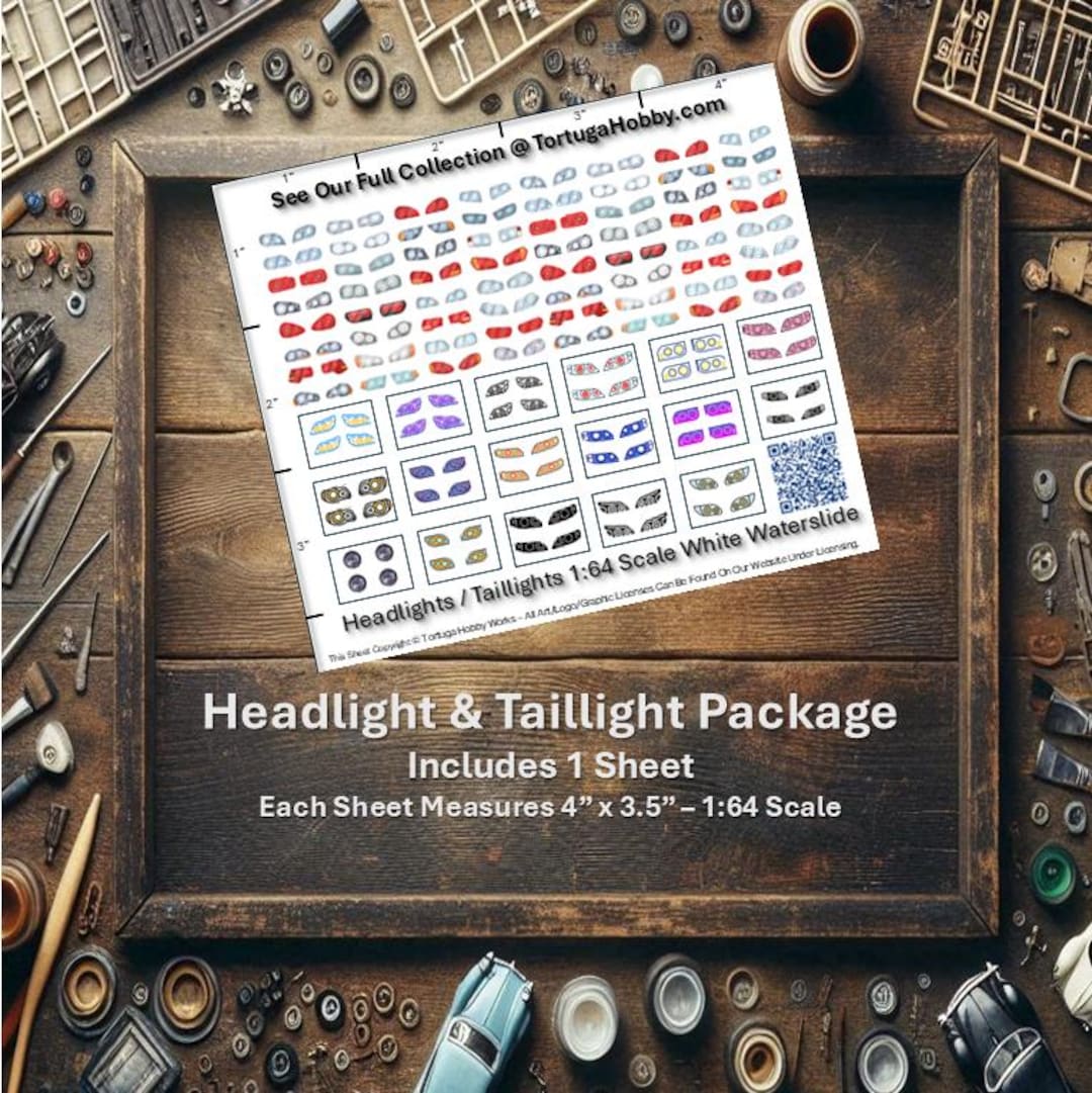1:64 Scale Headlights & Taillights Decals - Model Car Diorama - Etsy