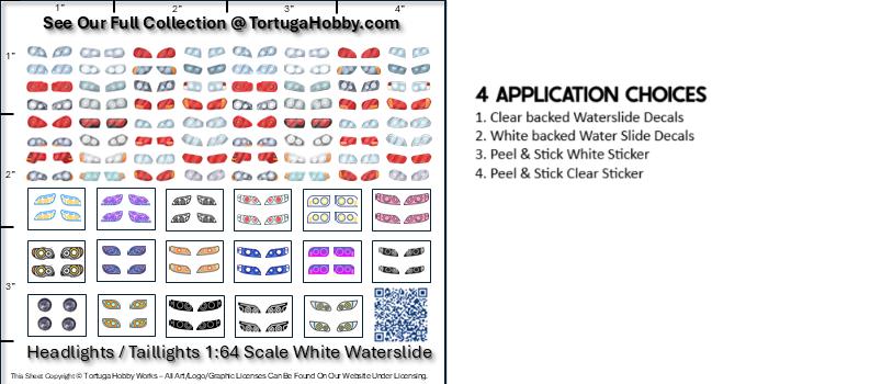 1:64 Scale Headlights & Taillights Decals - Model Car Diorama - Etsy