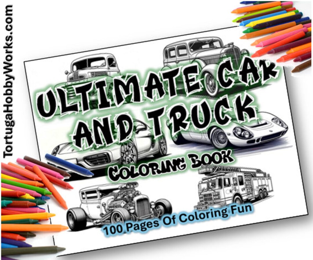 Car & Truck Coloring Book: 100+ Pages, Adult Coloring (PDF Pattern) - Etsy