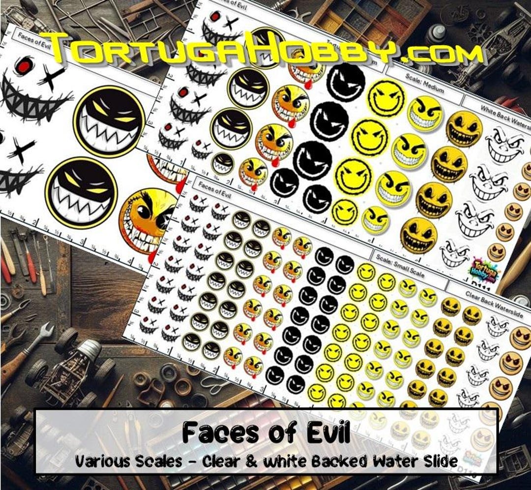 Faces of Evil Decal Set - Waterslide Decals for Models, Derby Cars and ...