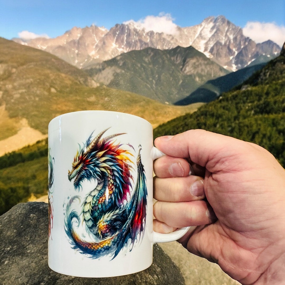Rainbow Prism Dragons Coffee Mug: Fantasy Art Ceramic Mug - Etsy