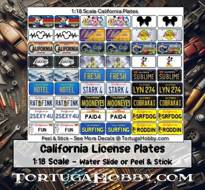 State License Plate 1-24, 1-18 or 1-64 Scale Decals - Models, Derby ...