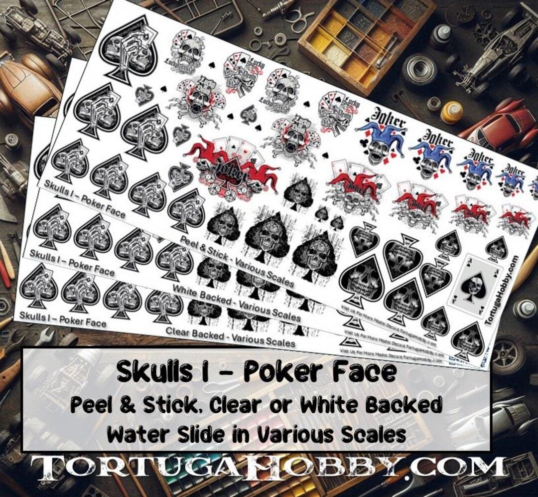 Skulls I - Poker Face - Stickers or Decals - Personalize Your Diorama ...