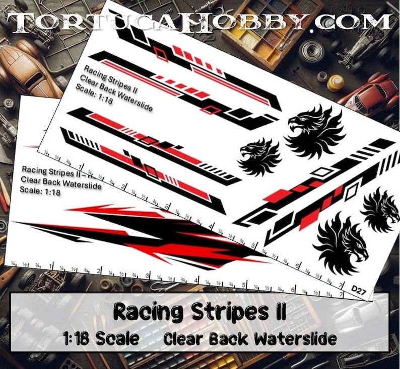 Racing Stripes Water-slide Decals: 1/24, 1/18, 1/64 Scale Models - Etsy