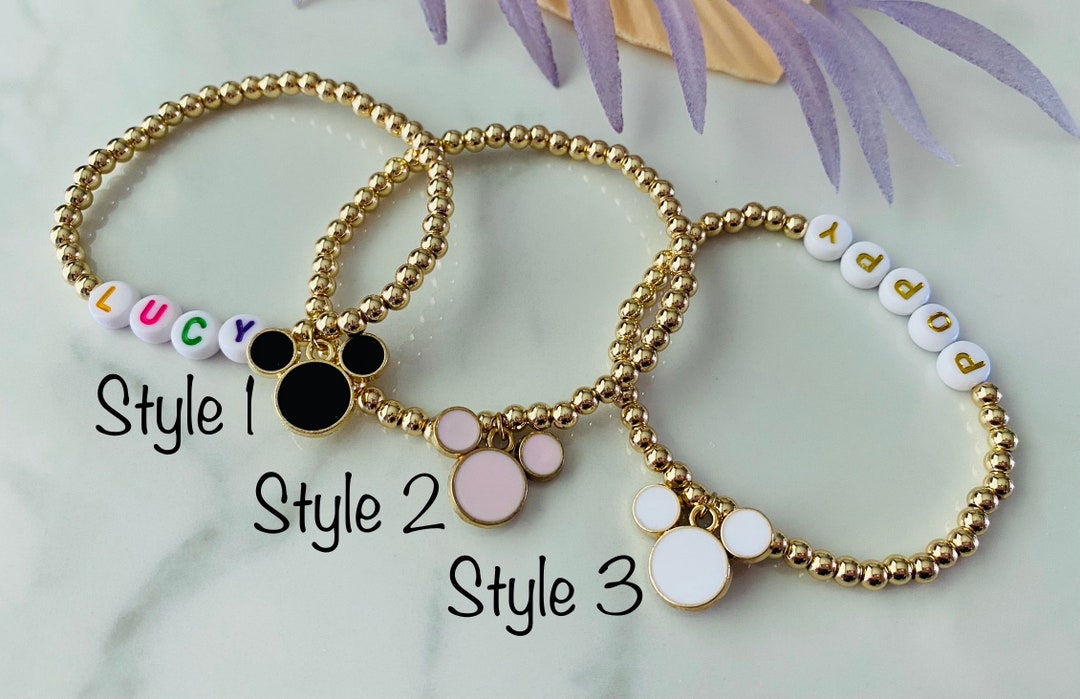 Mickey Mouse Gold Beaded Stretch Bracelet Gold Beaded Stretch Bracelet ...