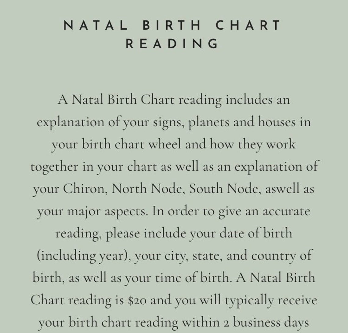 Complete Natal Birth Chart Reading - Etsy