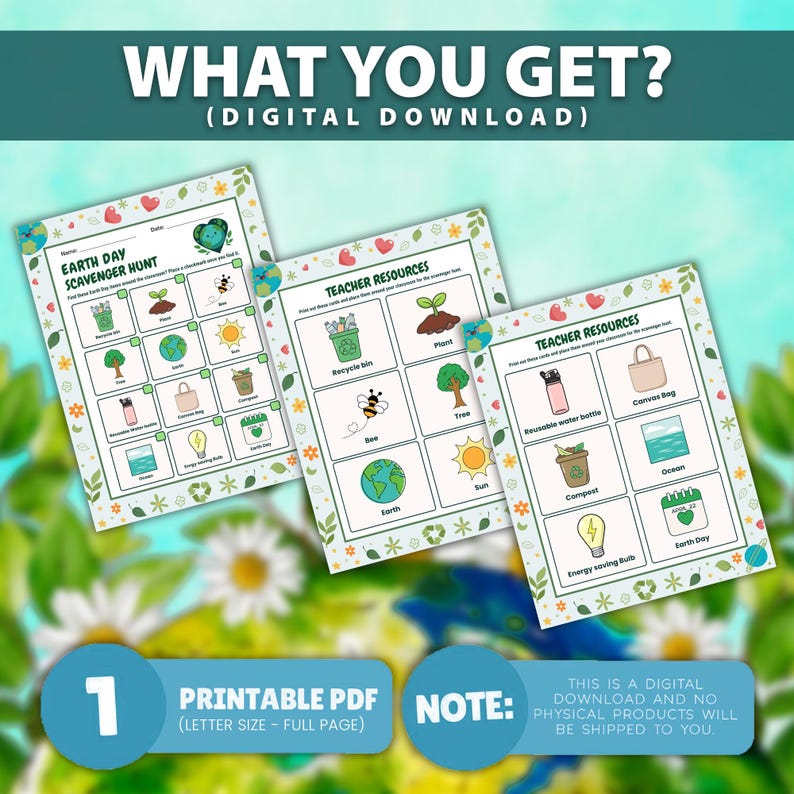 Earth Day Scavenger Hunt Printable, Earth Day Kids Activity, Earth Day ...