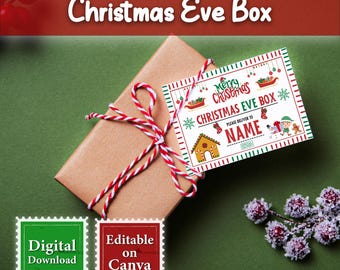 Printable Christmas Eve Box Label, Christmas Eve Tradition, Editable ...
