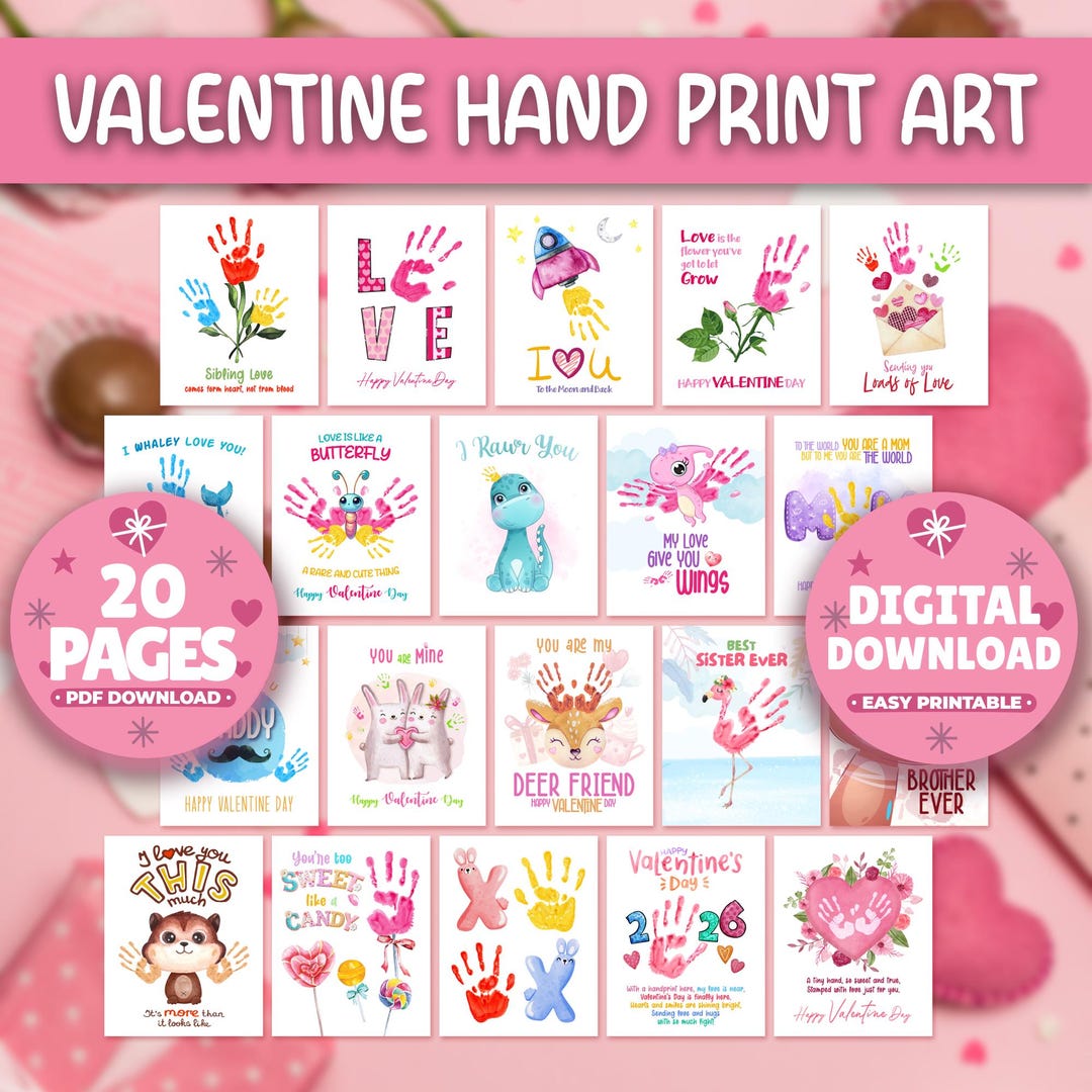 Valentine's Handprint Art Bundle, Valentine's Craft, Valentine's ...