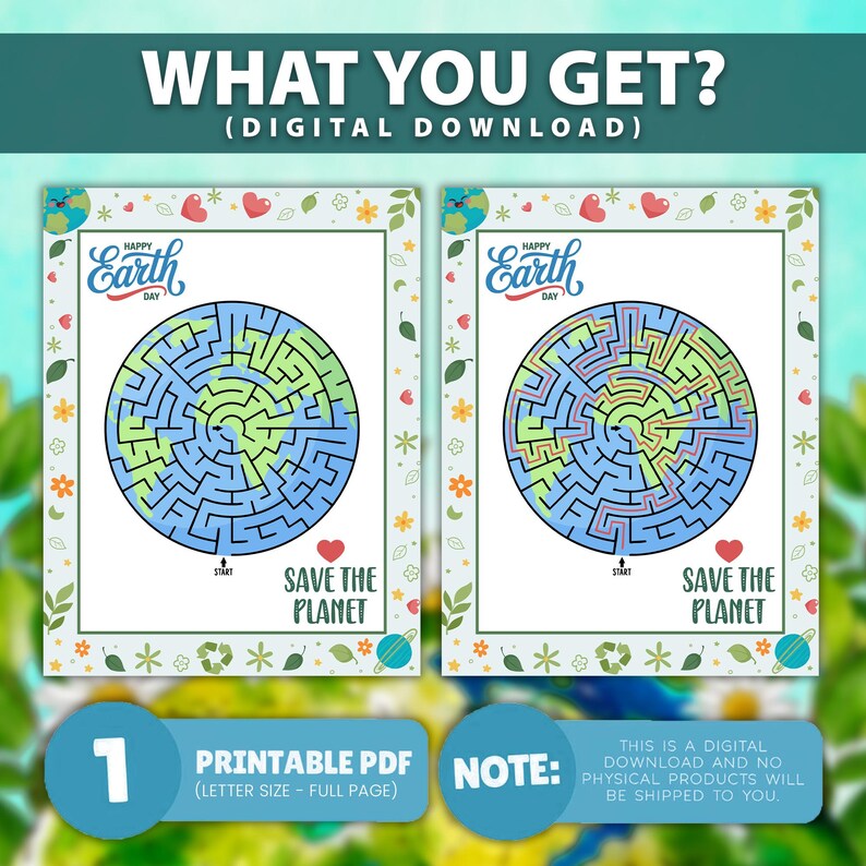 Earth Day Maze Printable, Earth Day Activity for Kids, Save the Planet ...
