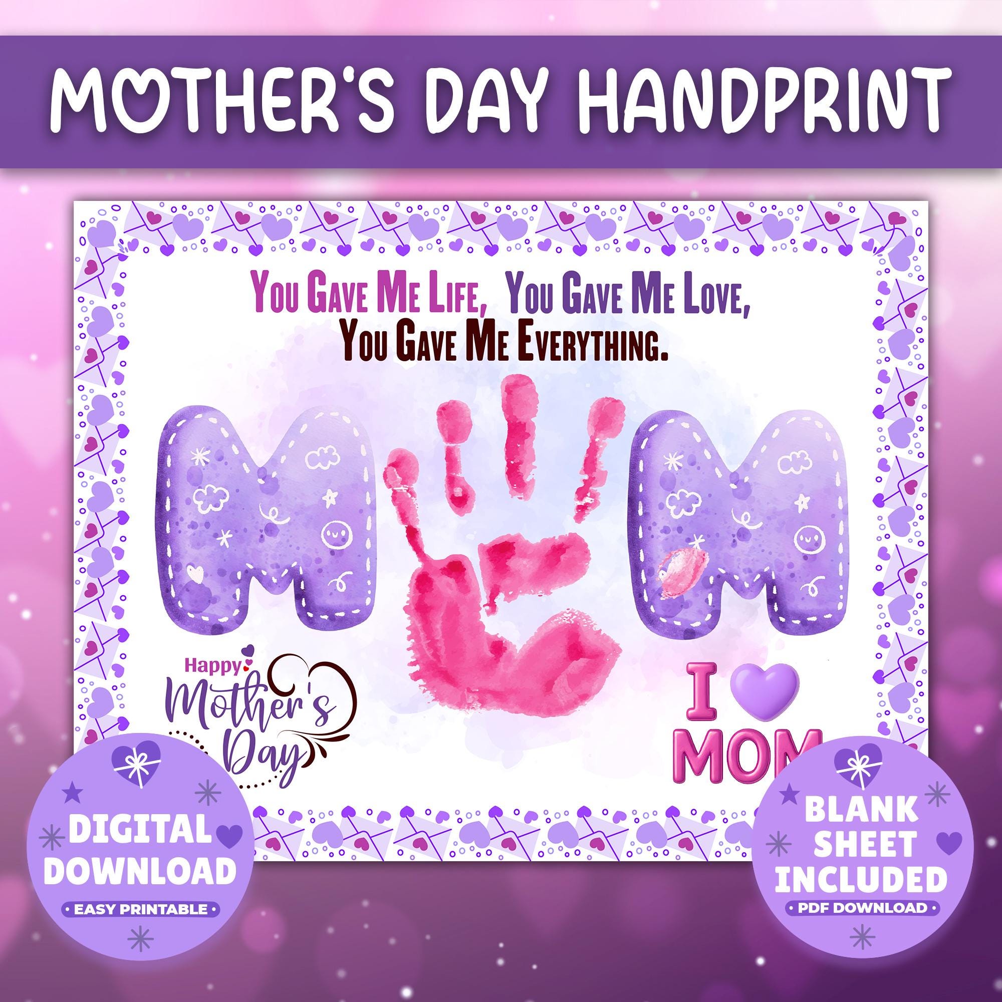 Mother's Day Printable, Mother's Day Handprint Art Mothers Day Gift ...