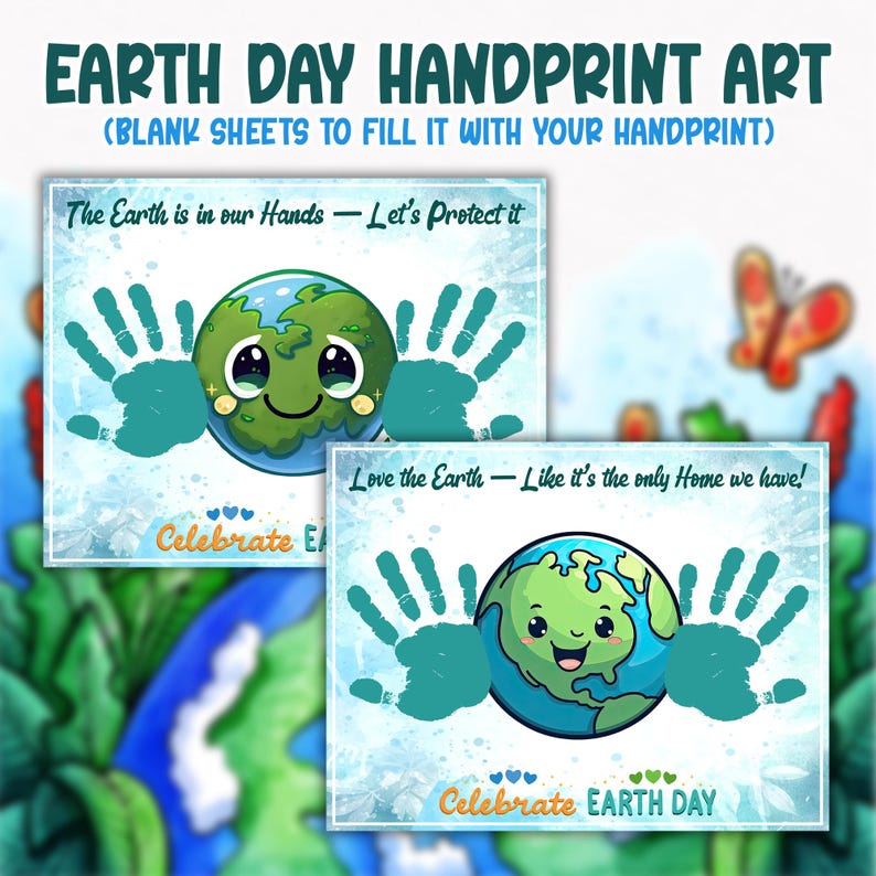 Earth Day Handprint Art Printable, Earth Day Craft for Kids, Handprint ...