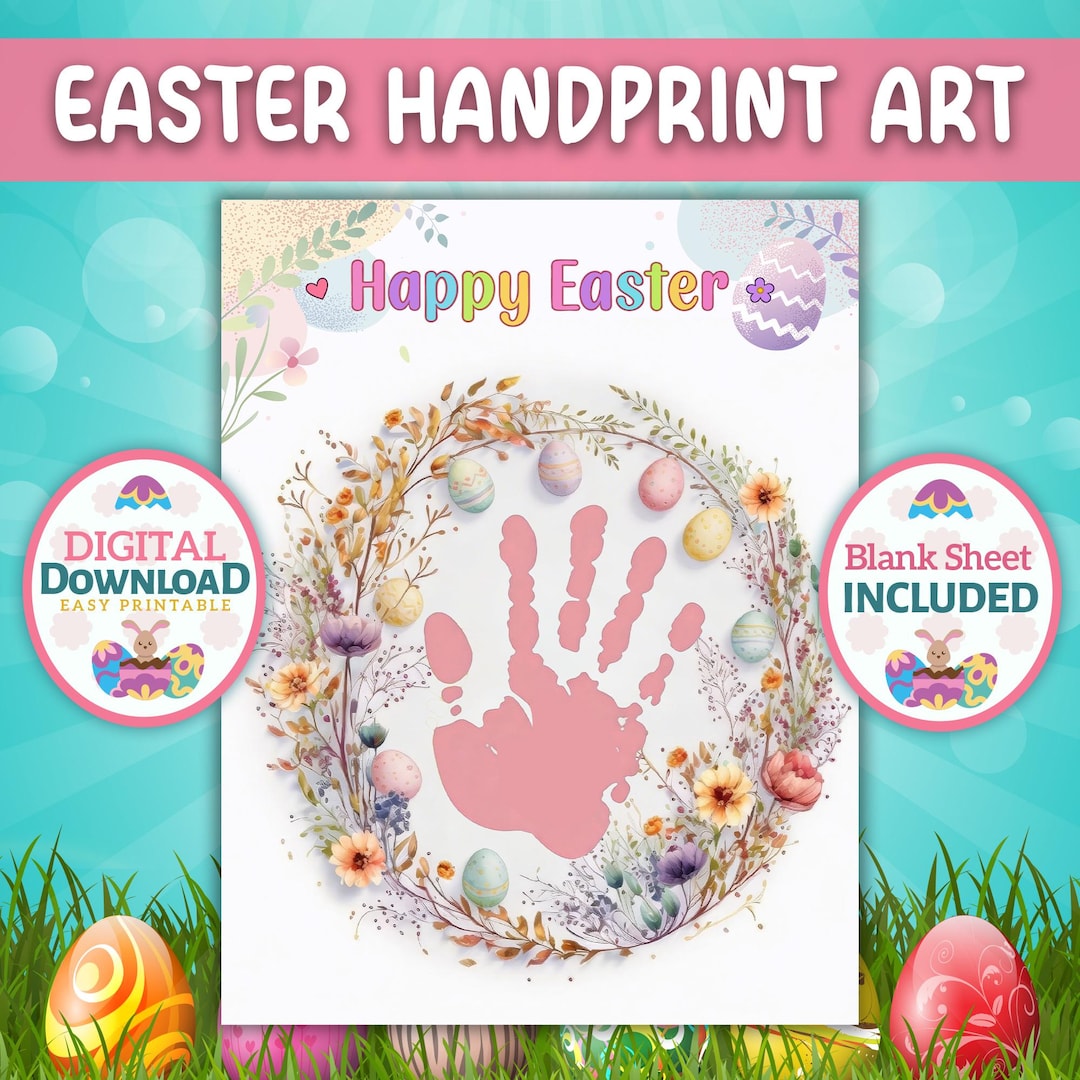 Easter Handprint Craft Printable, Easter Flower Handprint Art, Kids ...