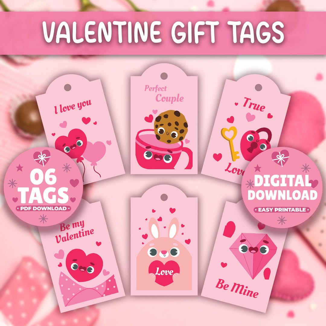 Valentine Gift Tags, Printable Kids Valentine Tags, Classroom ...