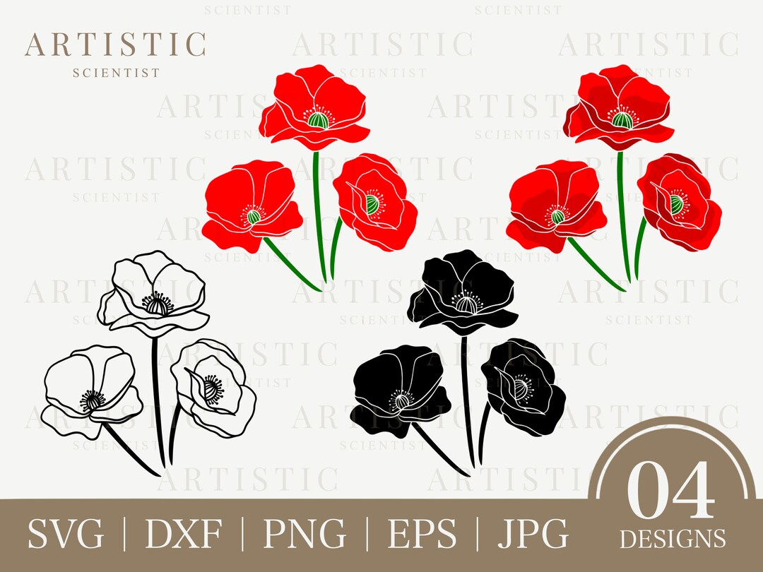 Poppy Svg, Poppy Png, Poppy Clipart, Spring Svg, Botanical Flower Svg ...