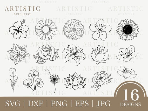 Flower Bundle Svg Simple Flower Svg Wildflowers Svg - Etsy