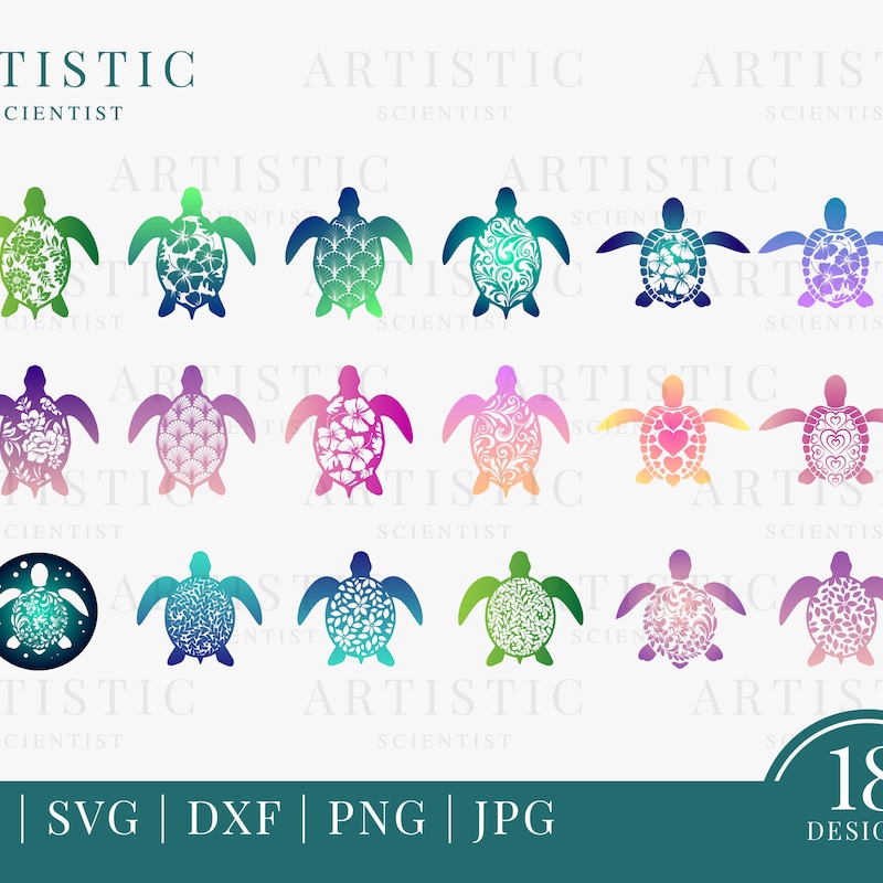 Sea Turtle With Flowers Svg - Etsy