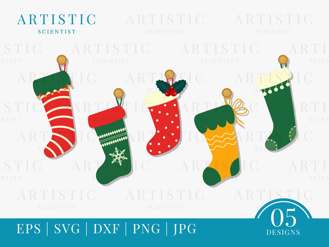 Christmas Stocking Svg, Holiday Stockings Svg, Stocking Clipart, Santa ...