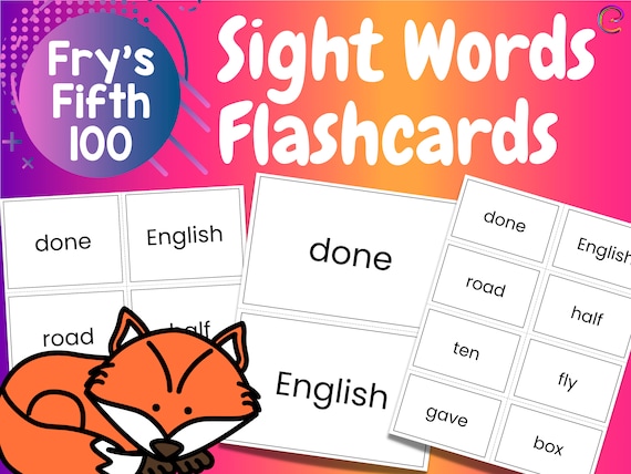 Fry Sight Words 4th Grade 5th Grade Flashcards | Etsy