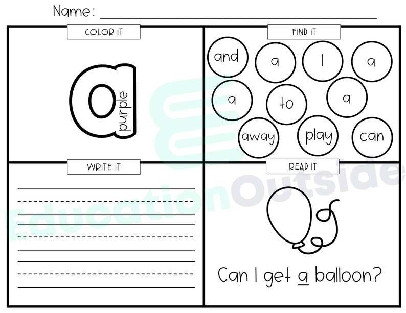 40 Pre-k Worksheets | Dolch Sight Words | Activity Mat | Activity ...