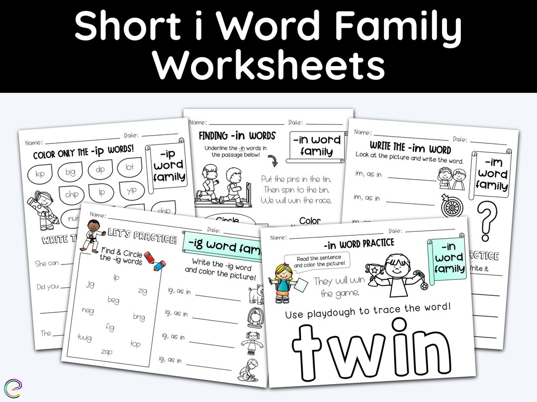 Short I, Vowels, Word Families, Children Activities, Homeschool ...