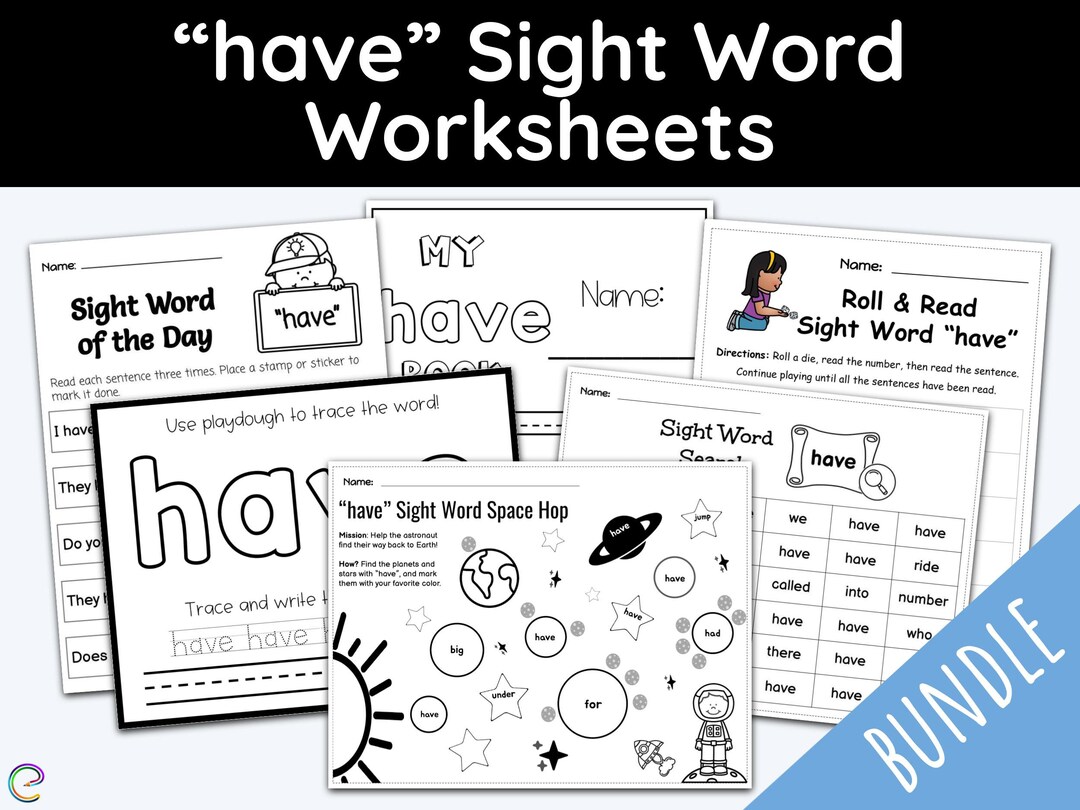 Sight Word Have, Children Worksheets, Kindergarten, 1st Grade ...