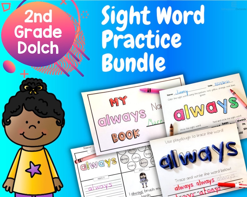 524 PAGES 2nd Grade Dolch Sight Words Mega Bundle Coloring Worksheets ...