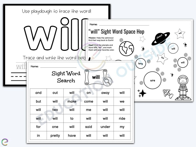 Sight Word Worksheet, Will Sight Word, Sight Word Printable, Learning ...