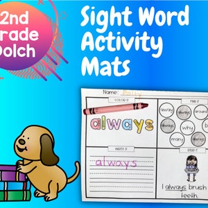 2nd Grade | Dolch Sight Words | Activity Mat | Activity Sheets ...