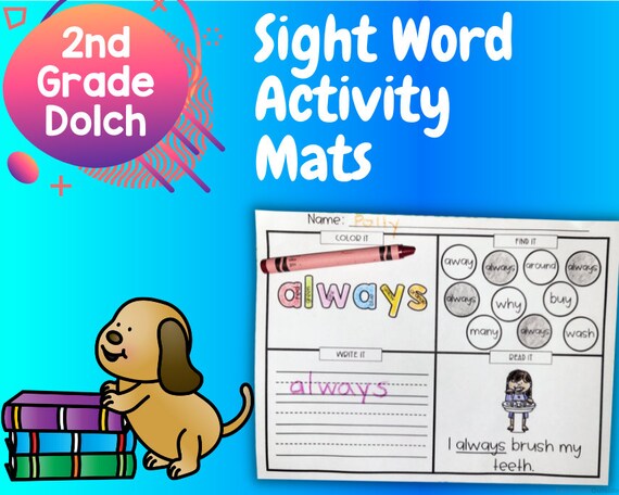 2nd Grade Dolch Sight Words Activity Mat Activity Sheets - Etsy