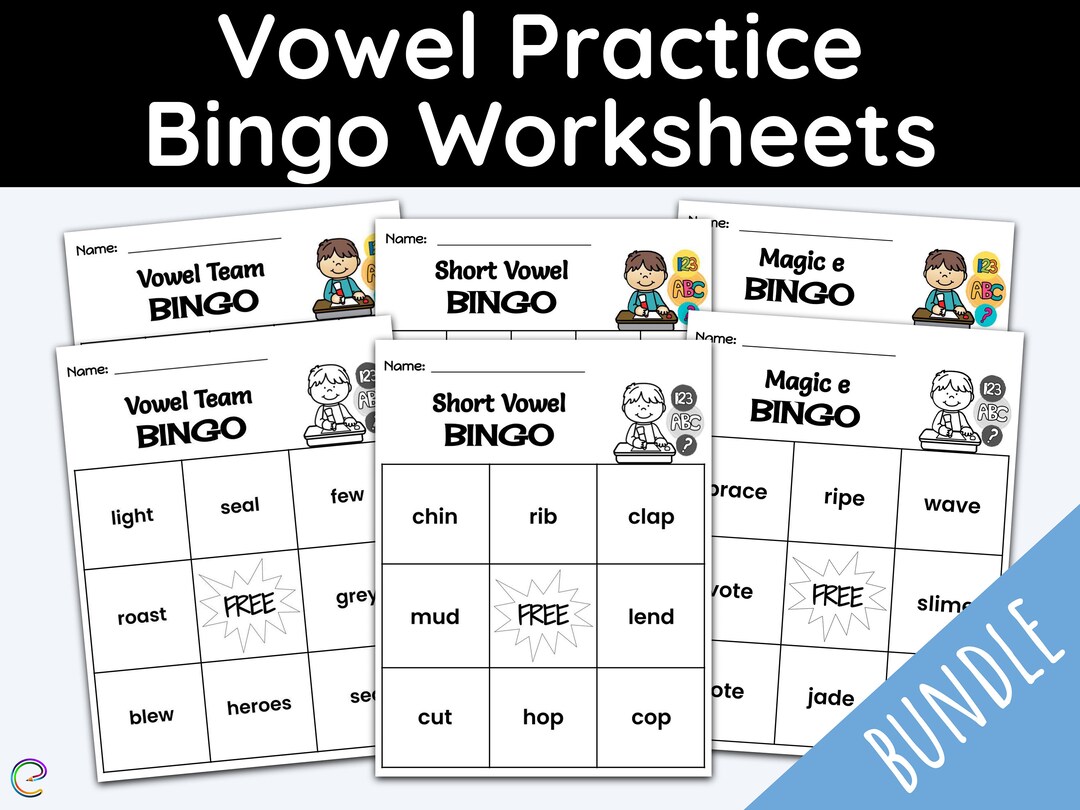 222 Page Vowel Practice Kids Bingo Mega Bundle, Education Printables ...