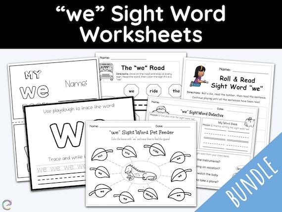 Sight Word Worksheet We Sight Word Sight Word Printable | Etsy