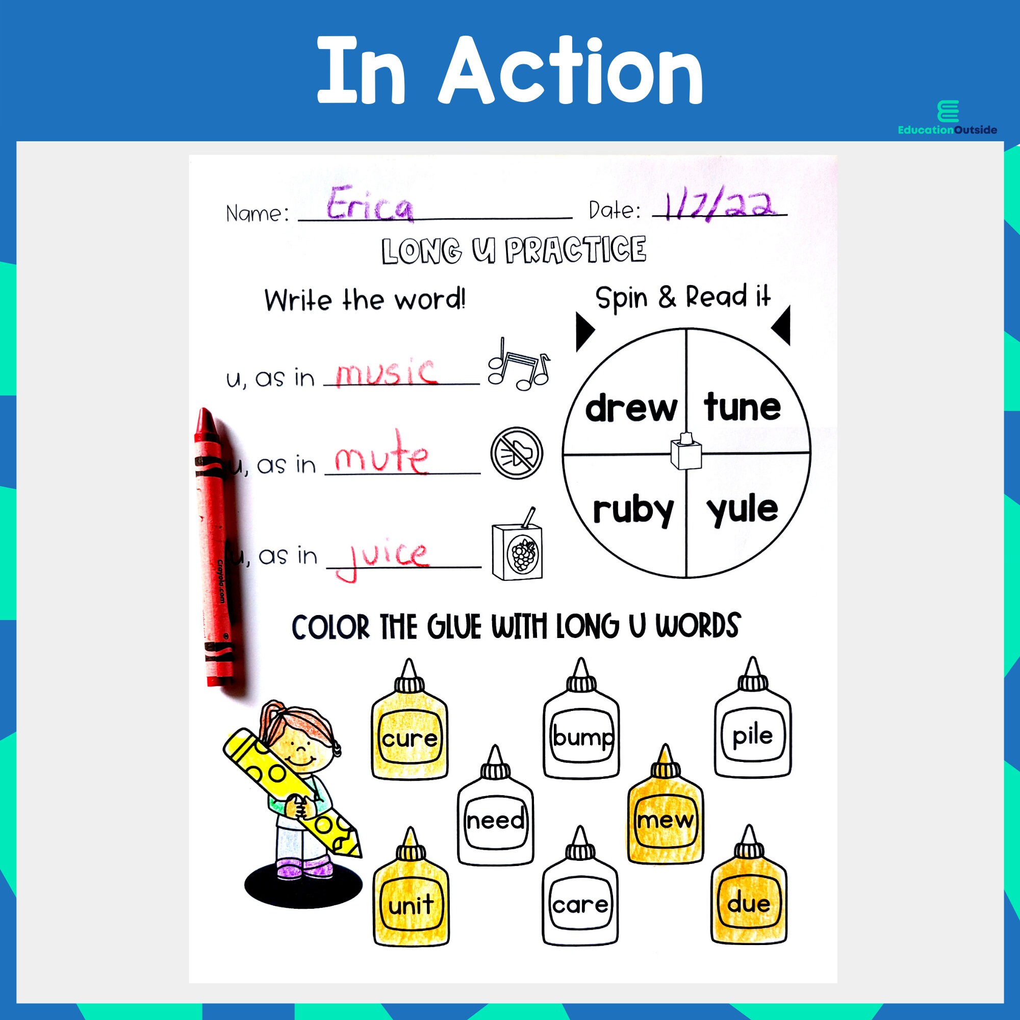 Children Worksheets, Vowels, Long U, Phonics, Teacher Resources ...