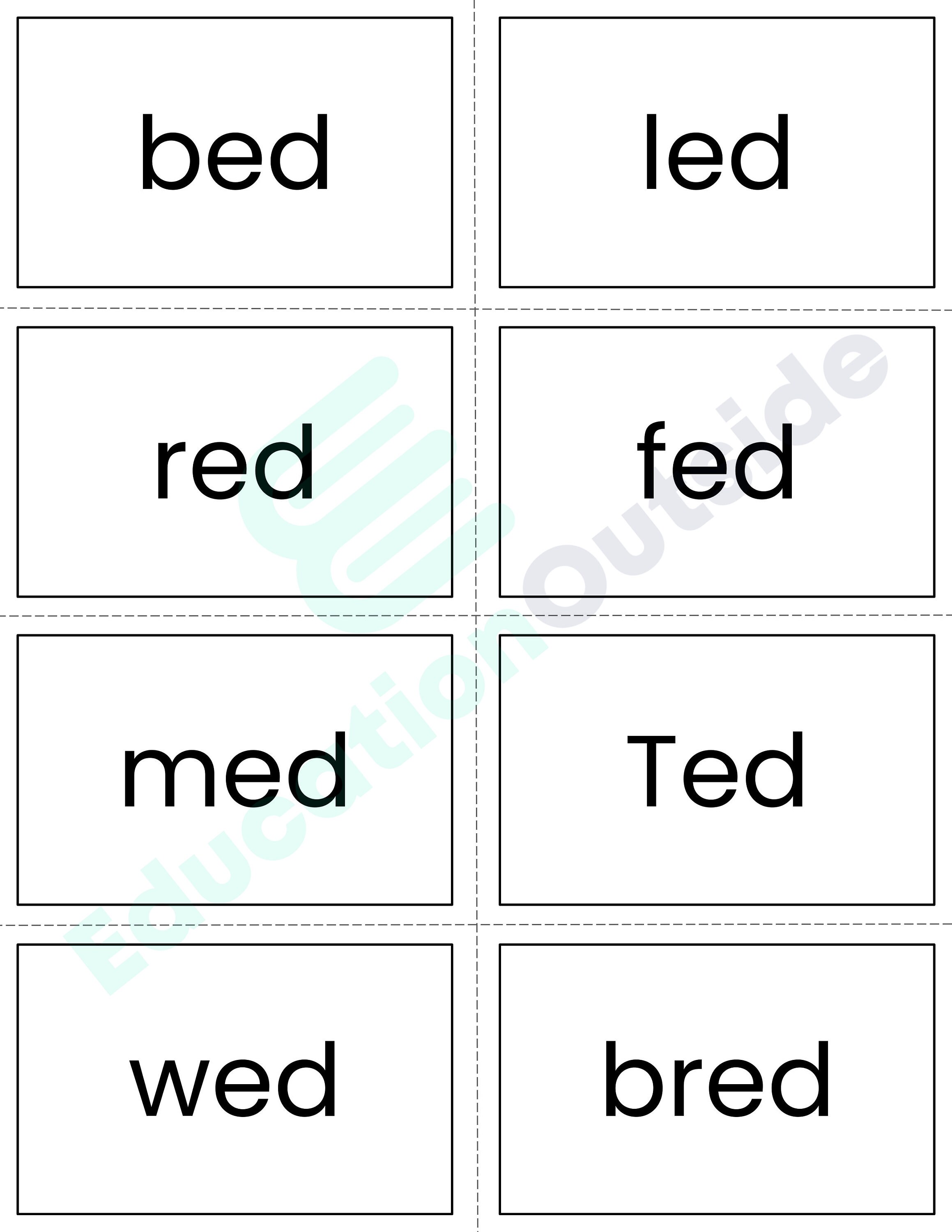 Short E, Flashcards Printable, Word Families, Kindergarten, Preschool ...