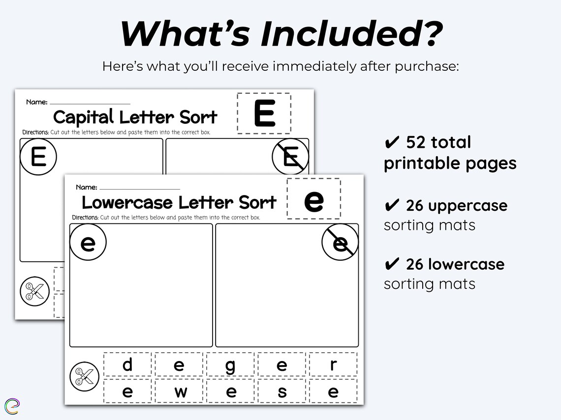 52 Cut Sort Paste Alphabet Worksheets Activity Sheets - Etsy