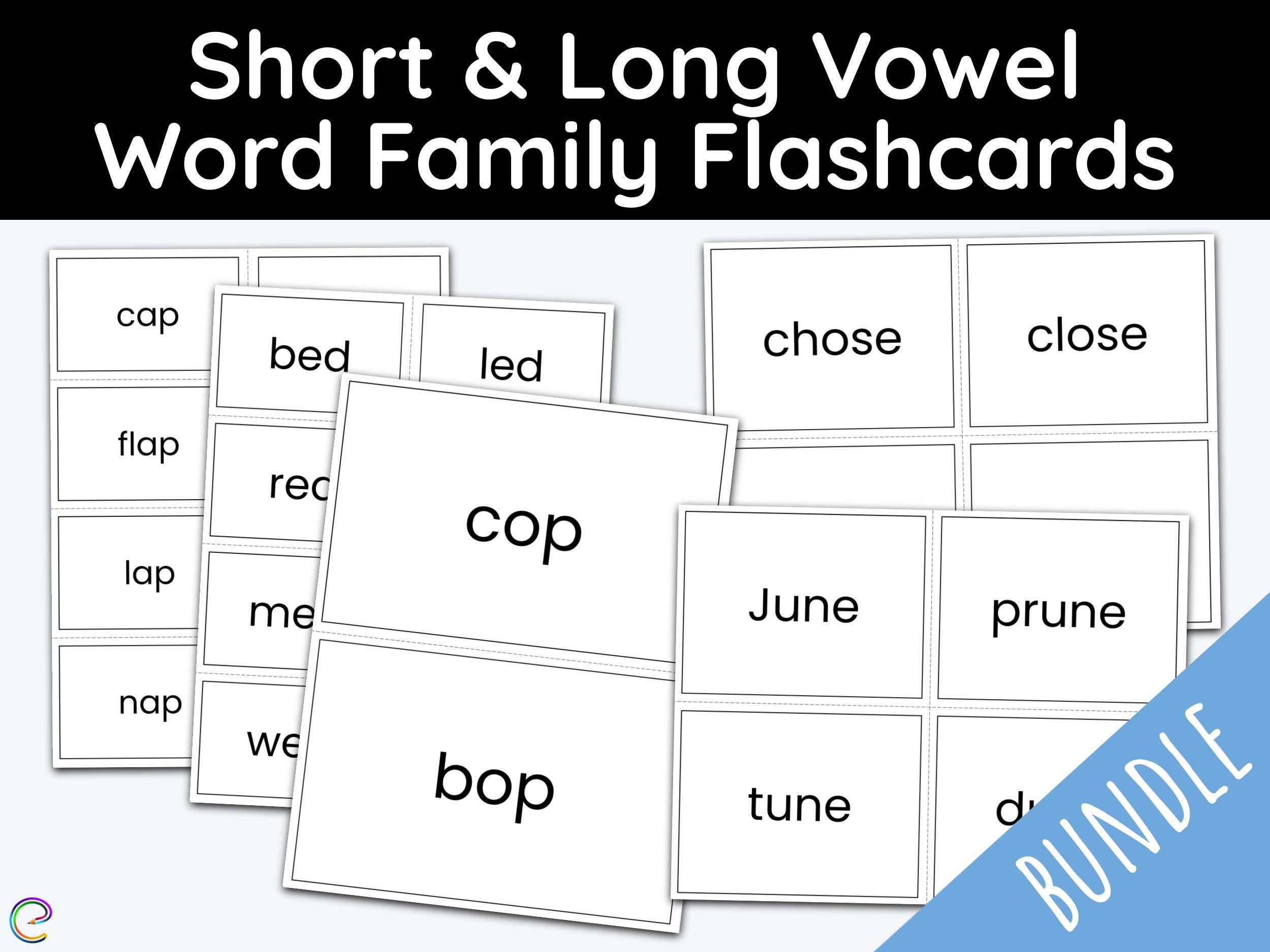 Word Families, Mega Bundle, Vowel Sounds, Flashcards Printable, Long ...