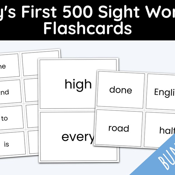 Sight Word Cards - Etsy