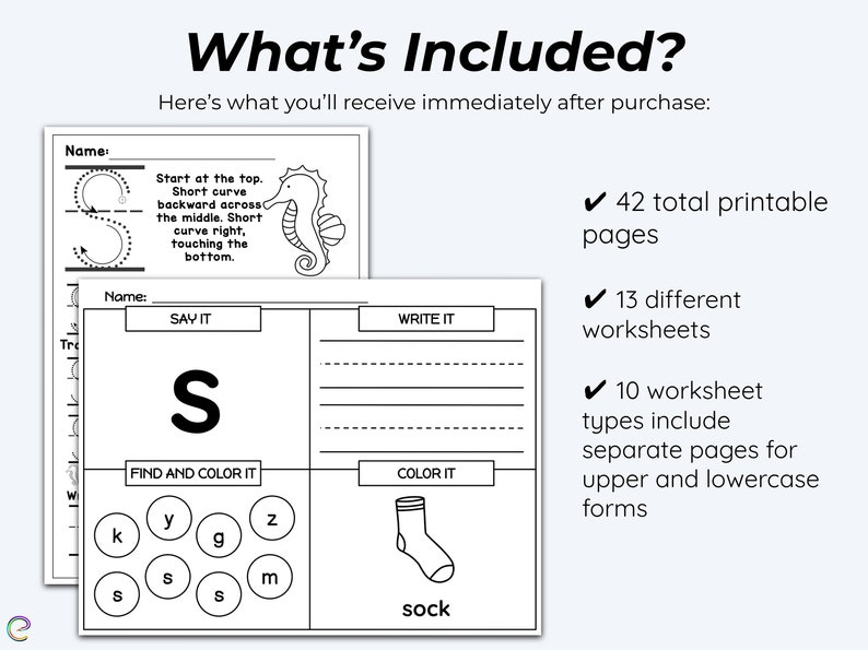 42 Letter S Handwriting Practice Worksheets and Education Printables ...
