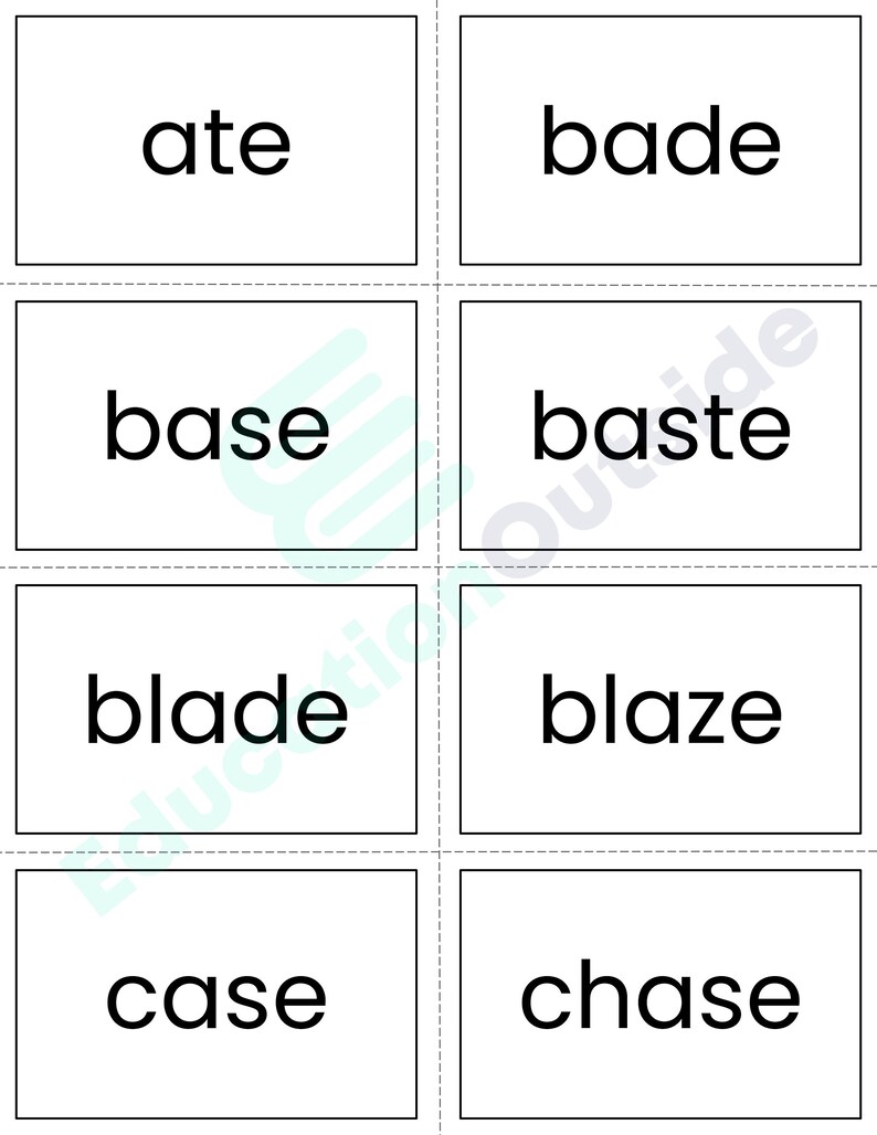 Long A, Magic E, Flashcards Printable, Homeschool Curriculum, 1st Grade ...