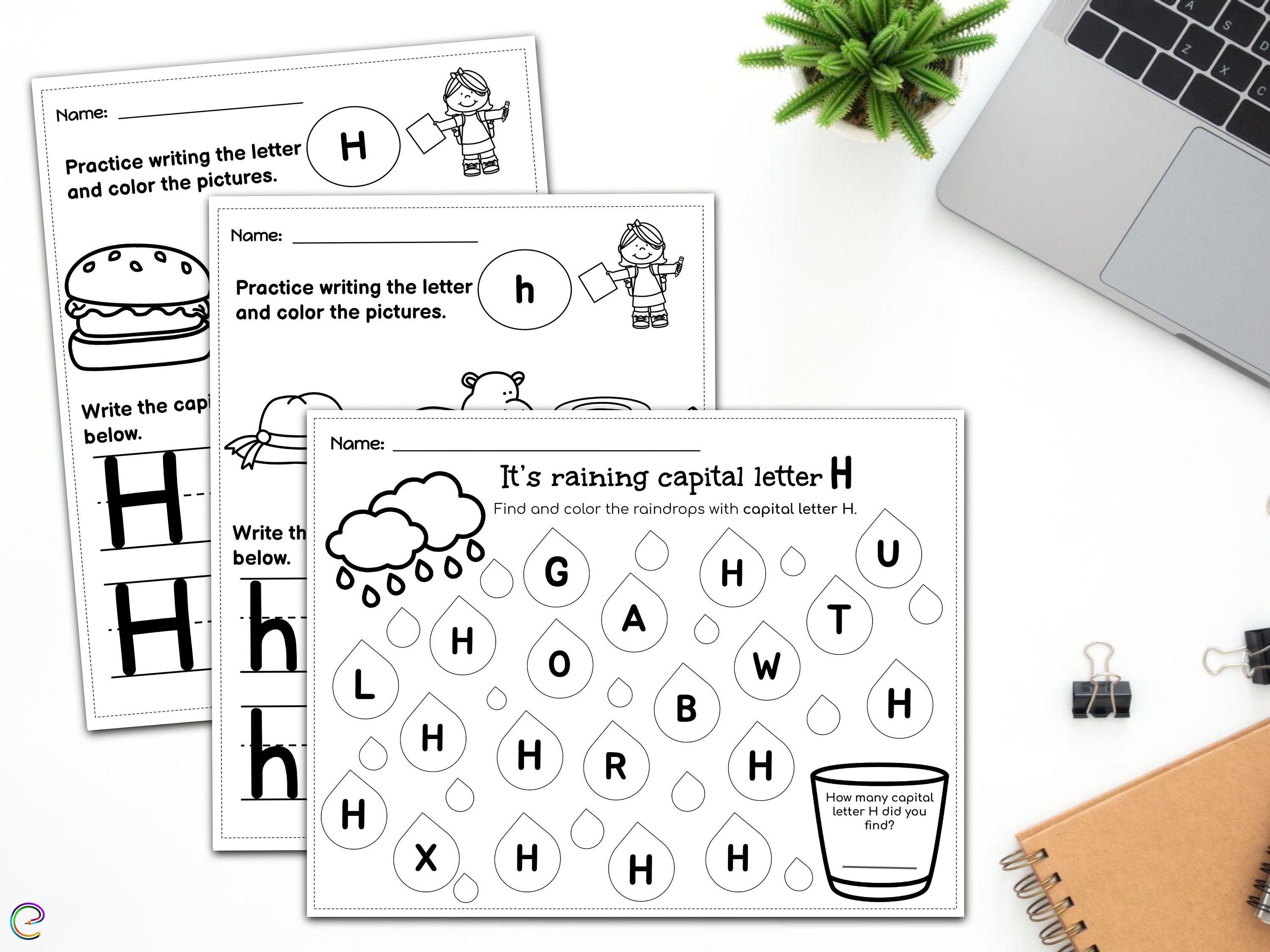 42 Letter H Education Printables, Handwriting Practice Mega Bundle Kids ...