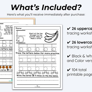 104 Alphabet Tracing Worksheet Bundle, Daycare Printable, Kindergarten ...