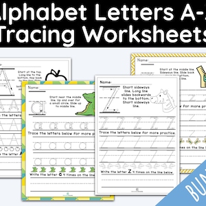 104 Alphabet Tracing Worksheet Bundle, Daycare Printable, Kindergarten ...