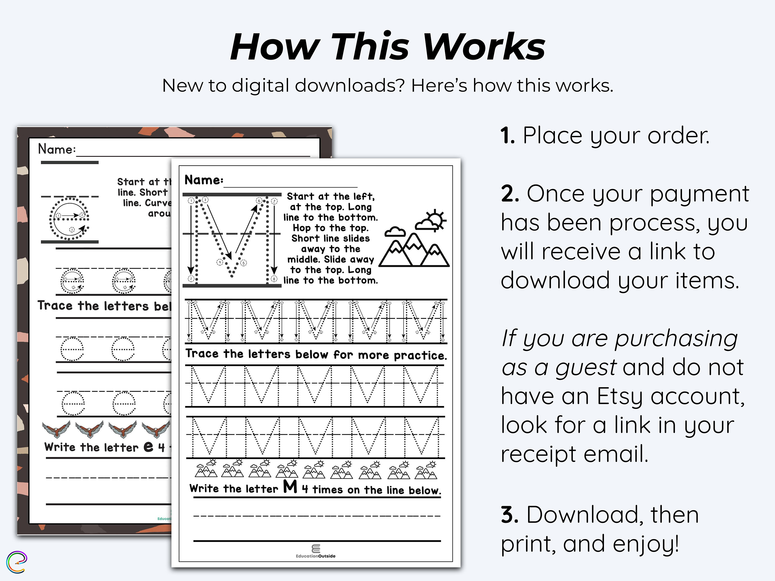 104 Alphabet Tracing Worksheet Bundle, Daycare Printable, Kindergarten ...