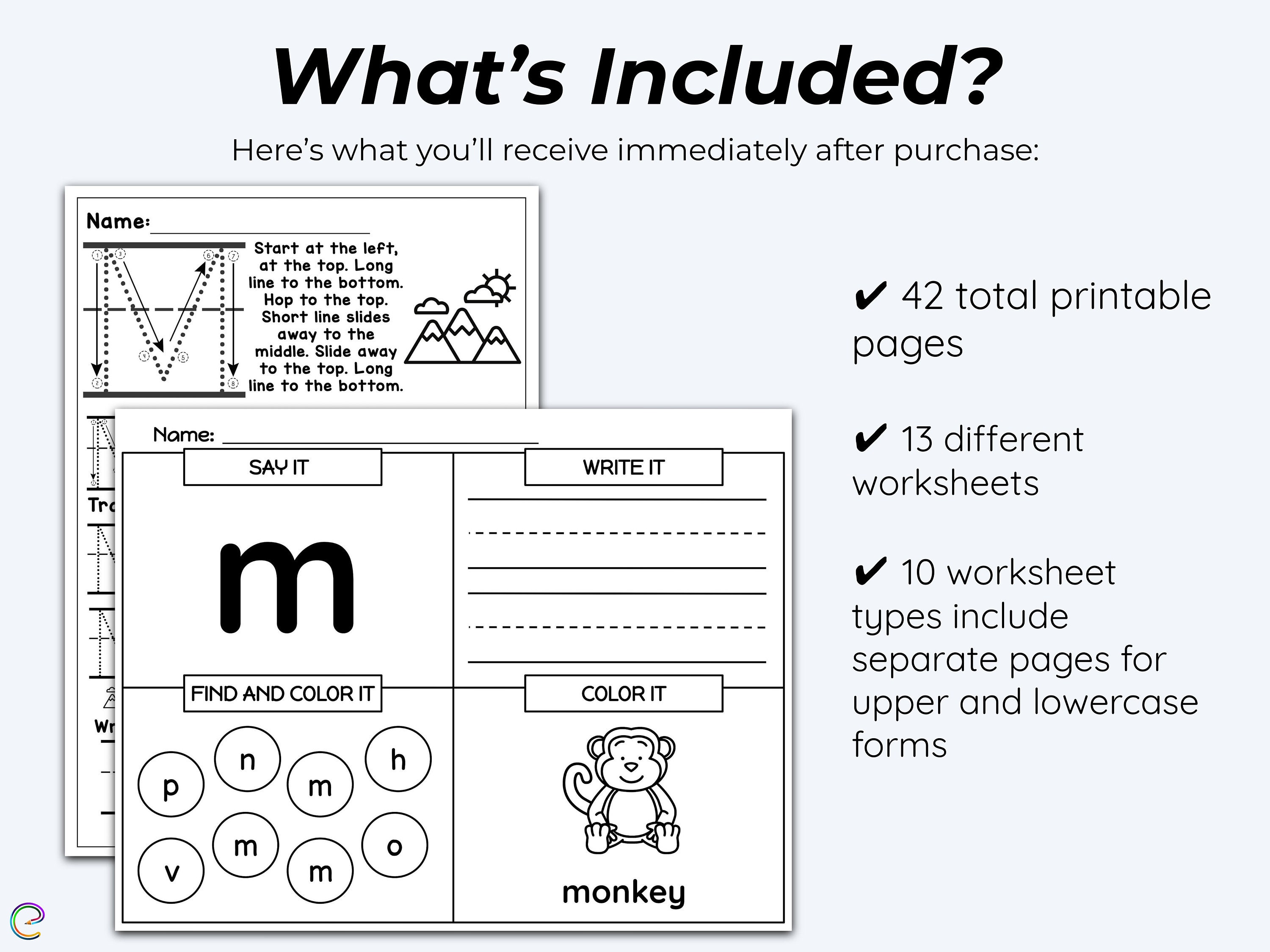 42 Letter M Education Worksheets Letter Worksheet Mega Bundle - Etsy