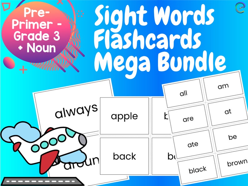 Mega Bundle Dolch Sight Words Flashcards Preschool Printables ...